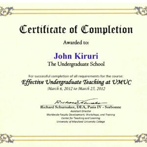 John Kiruri UMGC Teaching Certificate – Infosecact